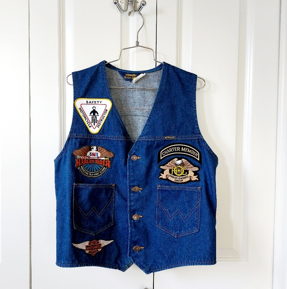 Wrangler | Jackets & Coats | Vintage Wrangler Denim Vest With Harley ...